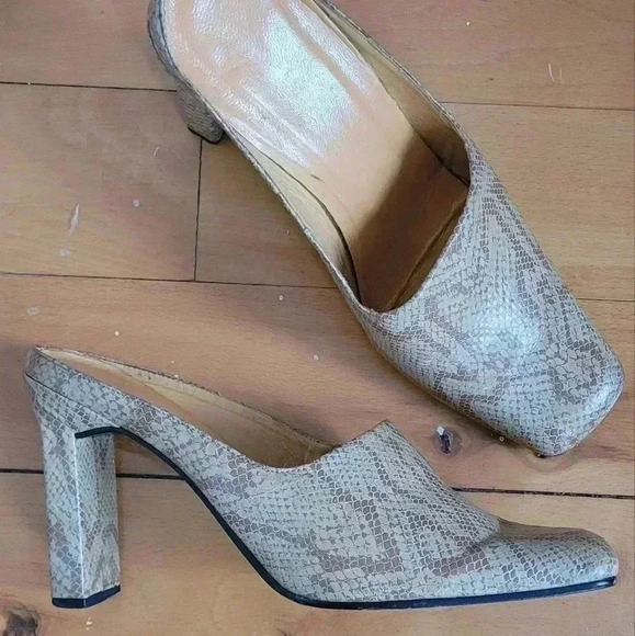 Shoes | Vintage Made In Brazil Snake Print Square Toe Leather High ...